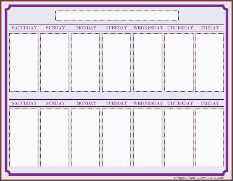 √ Free Printable 2 Week Calendar Template