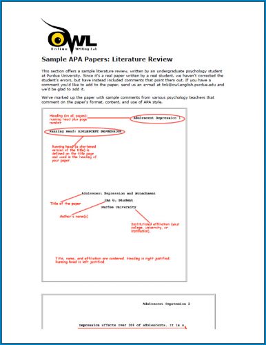 √ Free APA Literature Review Format Template