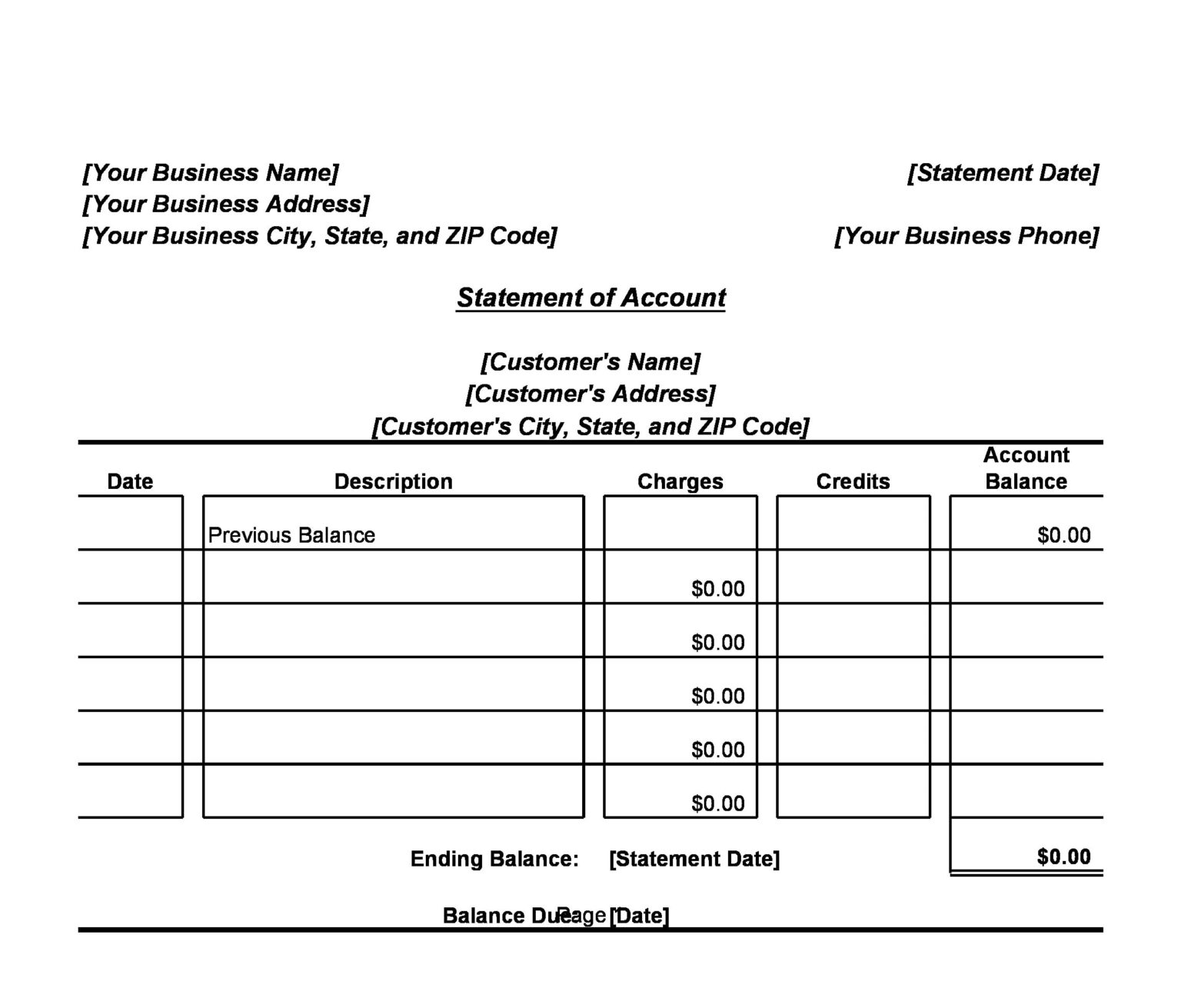 √ Account Statement Template (Excel)