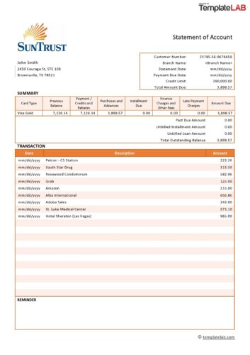 √ Account Statement Template (Excel)