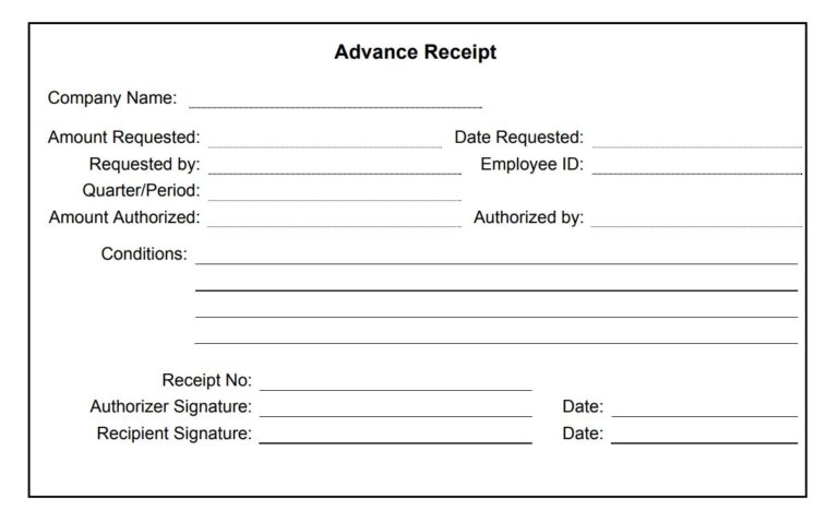 √ Free Printable Advance Payment Receipt Template