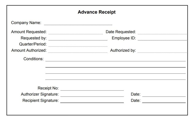 √ Free Printable Advance Payment Receipt Template