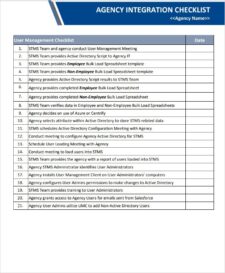 √ Free Printable Integration Checklist Template