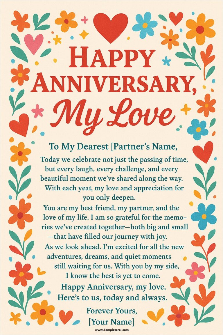 √ Free Printable Anniversary Card Template