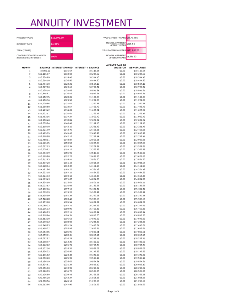 √ Annuity Investment Calculator Template