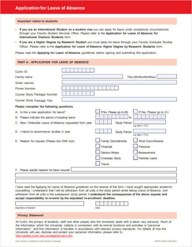 √ Free Printable Leave Application Form