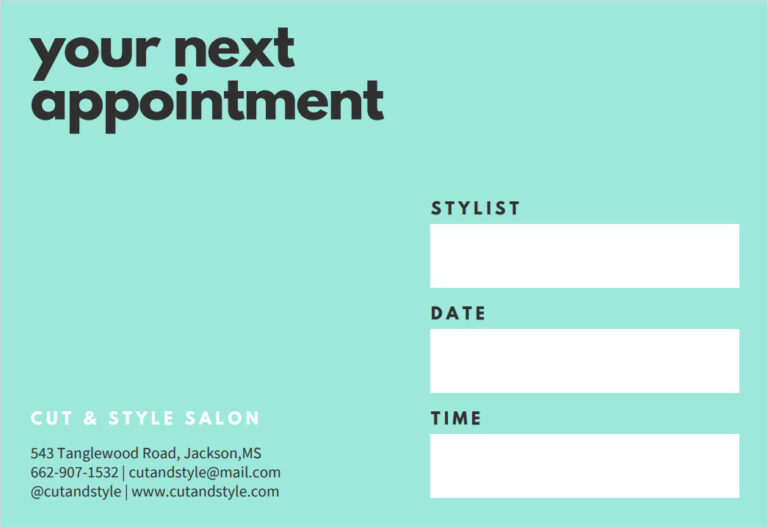 √ Free Printable Appointment Card Template