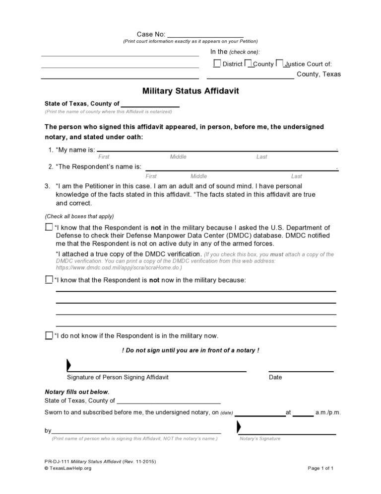 √ Army Sworn Statement Form (Word)