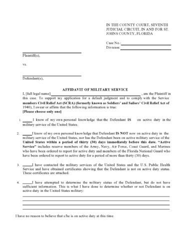 √ Army Sworn Statement Form (Word)
