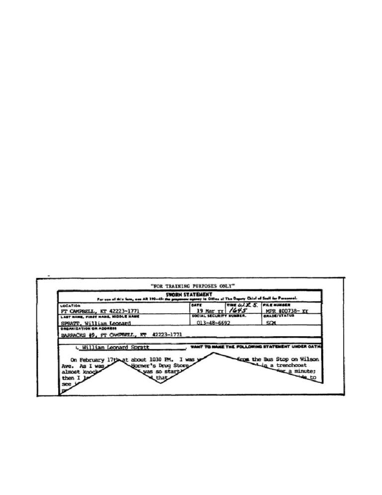 √ Army Sworn Statement Form (Word)