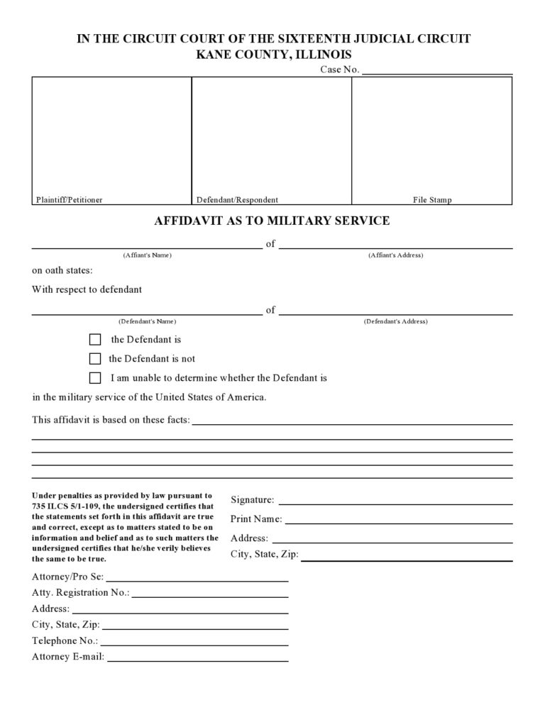 √ Army Sworn Statement Form (Word)