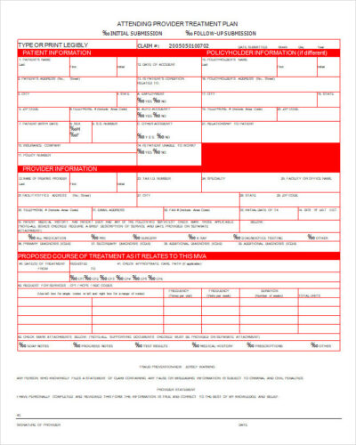 √ Free Printable Treatment Plan Template
