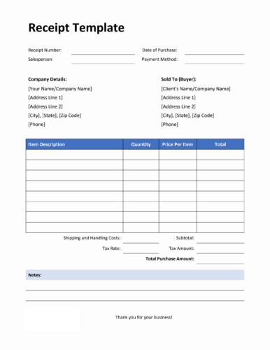 √ Free Printable Auto Repair Receipt Template