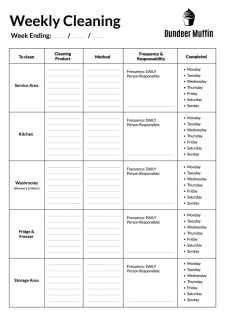 √ Bakery Cleaning Checklist Template