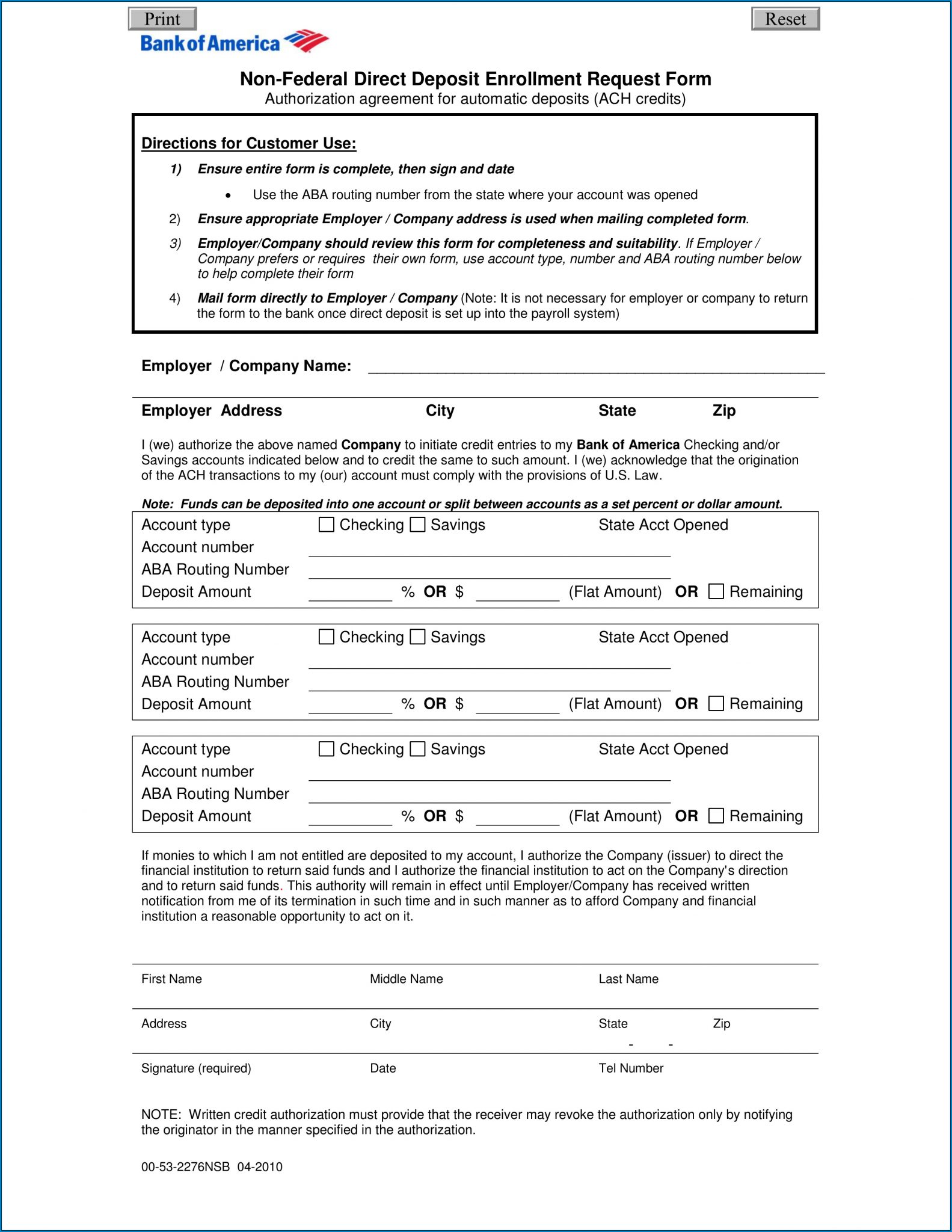 √ Free Printable Bank Deposit Form
