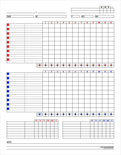 √ Printable Baseball Scoresheet Template