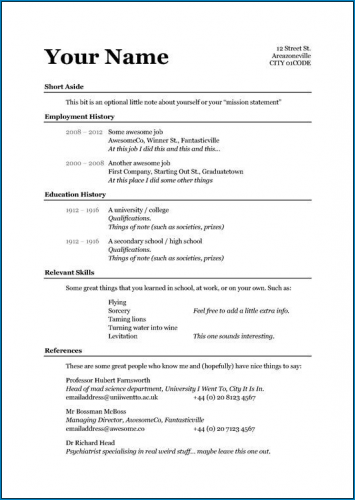 √ Free Printable Basic Resume Template