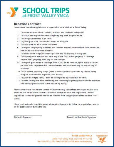 √ Free Printable Behavior Contract Template