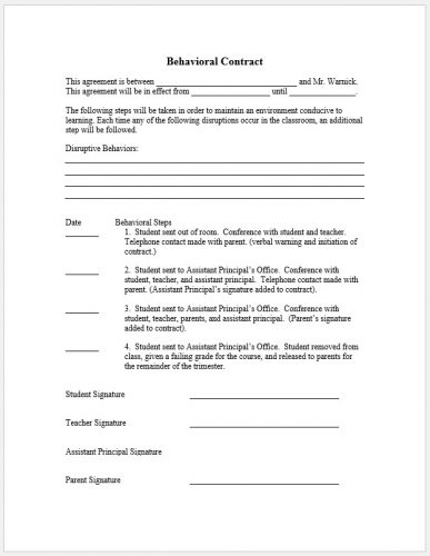 √ Free Editable Behavior Contract Template For Adults