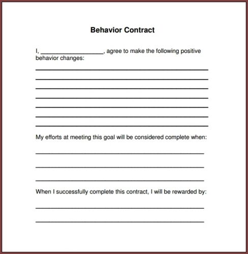 √ Free Editable Behavior Contract Template For Adults