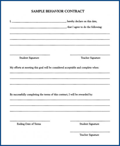 √ Free Printable Behavior Contract Template