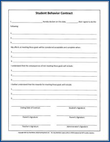 √ Free Printable Behavior Contract for Students
