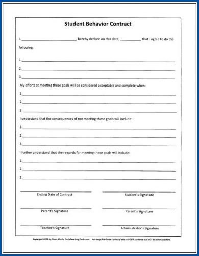 √ Free Printable Behavior Contract for Students
