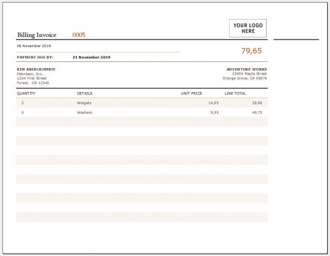 √ Free Printable Billing Invoice Template