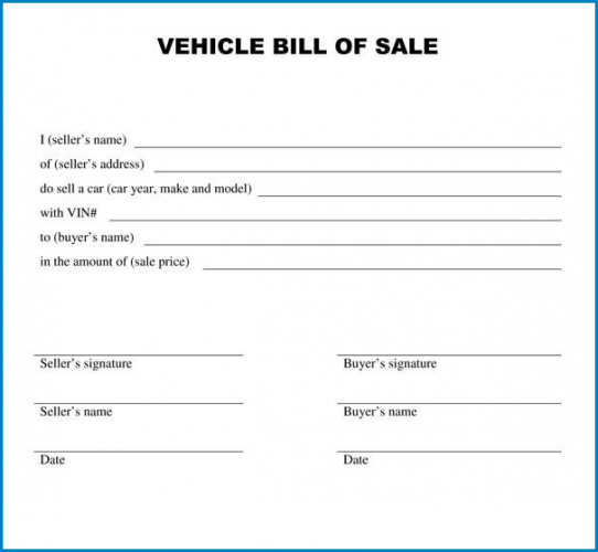 √ Free Blank Bill Of Sale Template