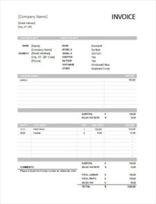 √ Printable Computer Repair Invoice Template