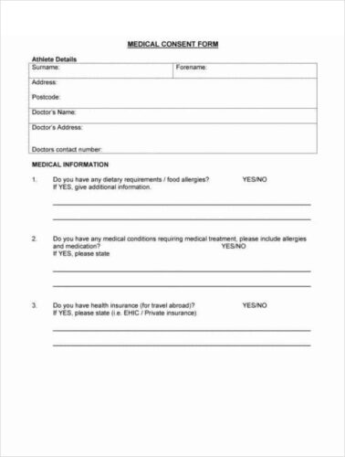 √ Free Printable Medical Consent Form