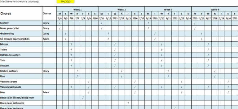 √ Office Cleaning Schedule Template