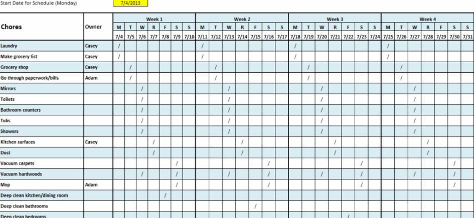 √ Office Cleaning Schedule Template