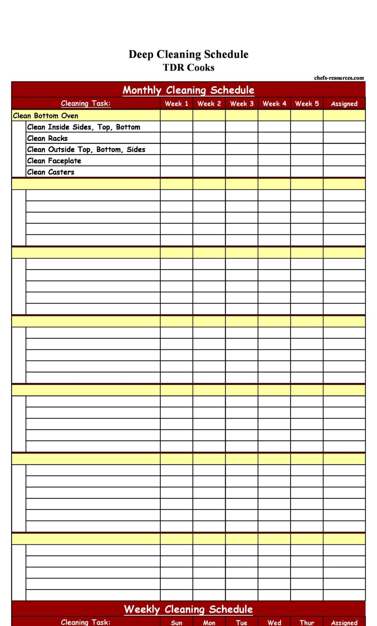 √ Office Cleaning Schedule Template