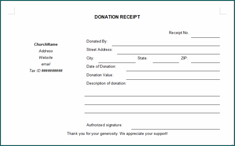 √ Free Printable Blank Receipt Form Template