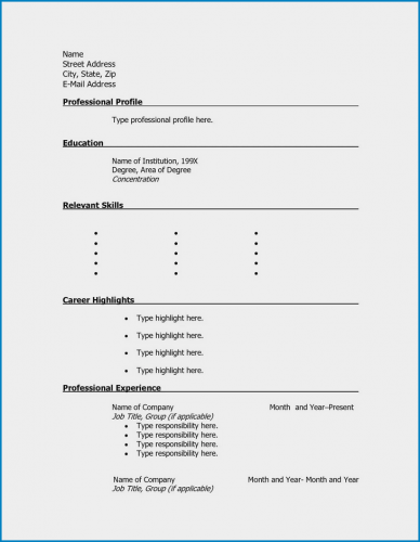 √ Free Printable Blank Resume Template