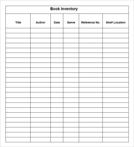√ Free Printable Book Inventory List Template