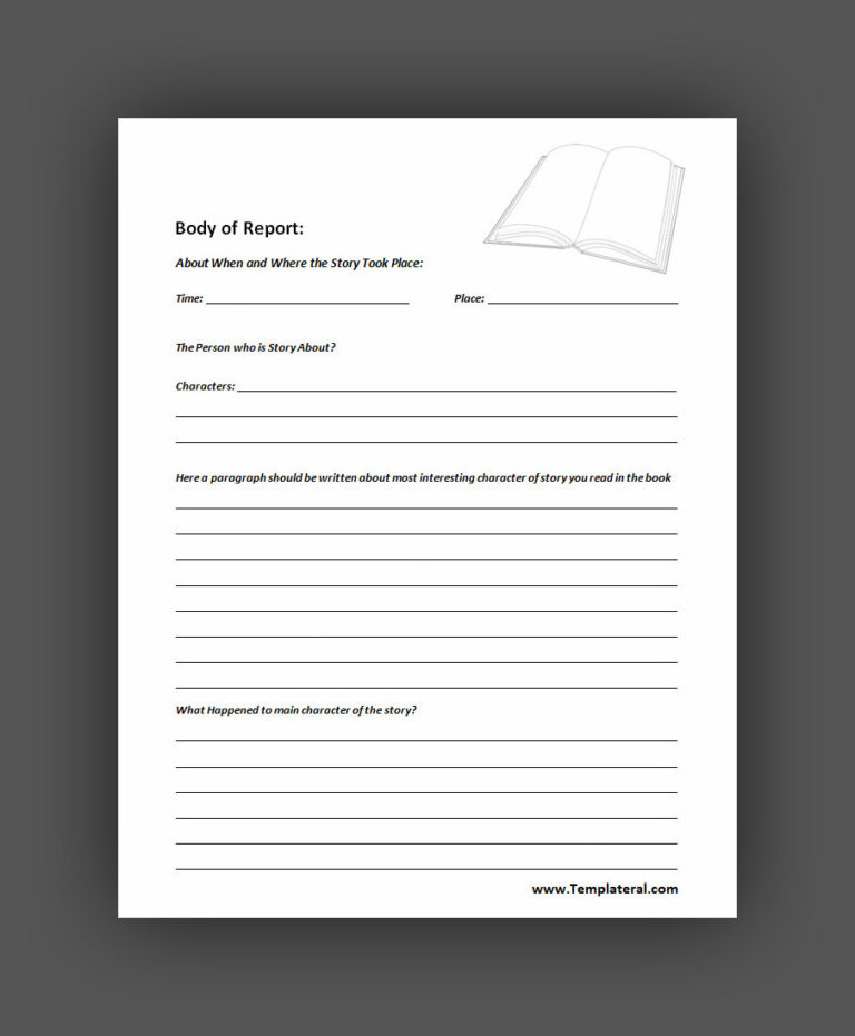 √ Free Book Report Template (Word)