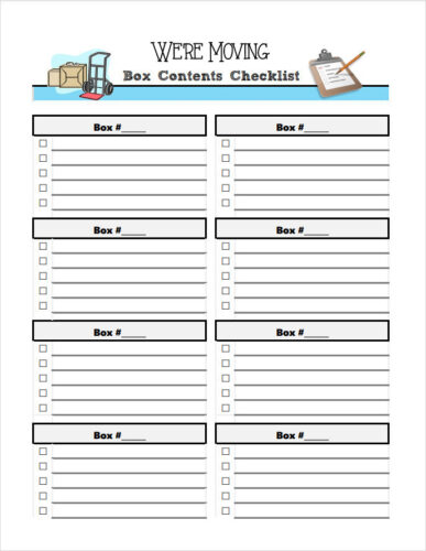 √ Printable Moving Checklist Template