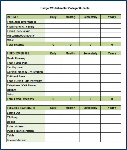 Free Printable Budget Template For College Students Templateral Free Printable Budget Template For College Students Templateral