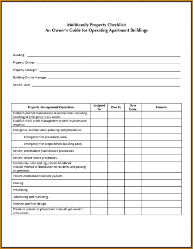 √ Free Building Facilities Checklist Template (Excel)