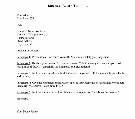 √ Free Printable Business Letter Template Word
