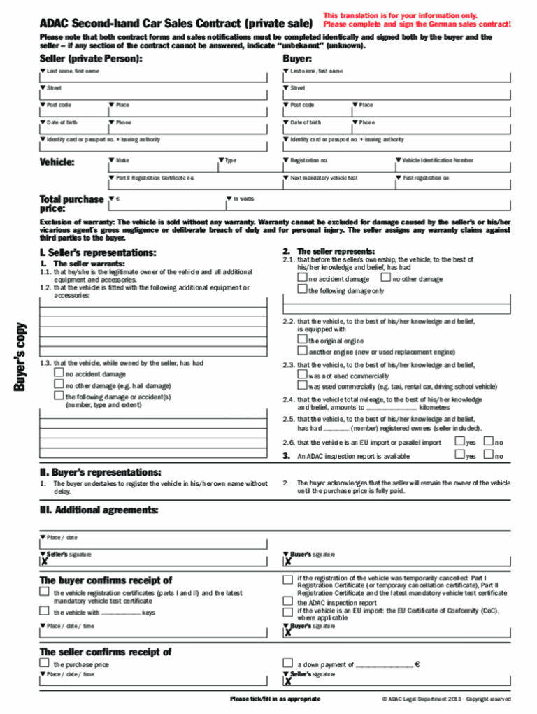 √ Car Sale Contract Template (Word)