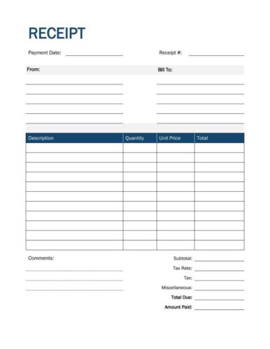 √ Free Printable Carpenter Receipt Template