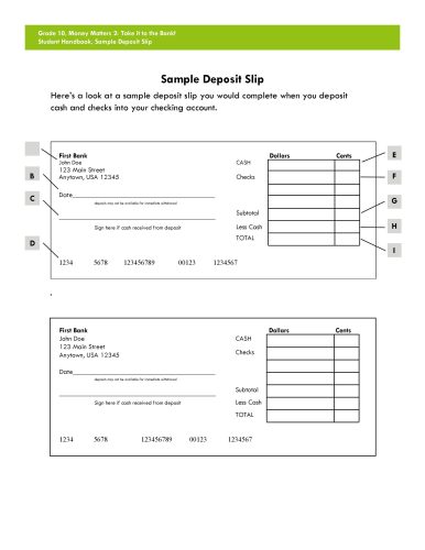 √ Printable Cash Deposit Ticket Template