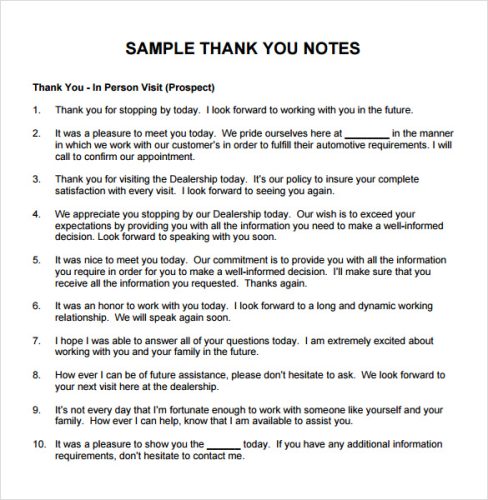 √ Cash Gift Thank You Note Template