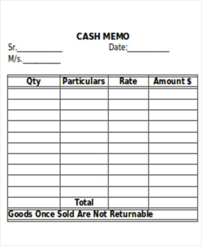 √ Free Cash Memo Format Template (Excel)
