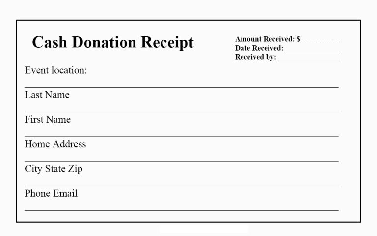 √ Cash Or Funds Donation Receipt Template
