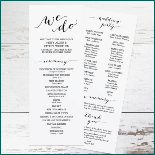 √ Printable Ceremony Program Template