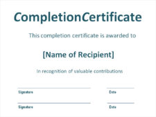 √ Work Completion Certificate Template